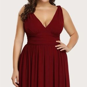 Dresses | Plus Size Burgundy V Neck Party Formal Evening Dress | Poshmark